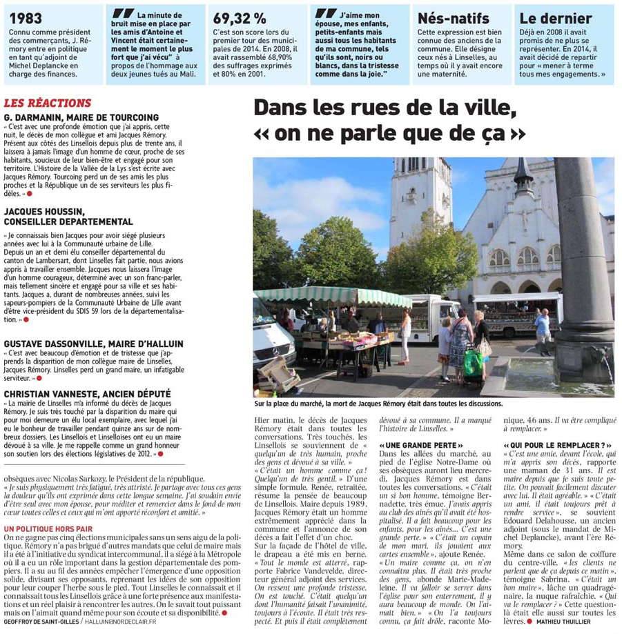 Jacques Rémory Maire de Linselles 27 ans (Décès Septembre 2016)